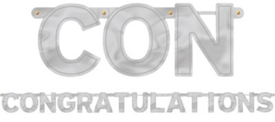 Silver Congratulations Letter Banner 6 3/4ft x 6 1/4in | Party City
