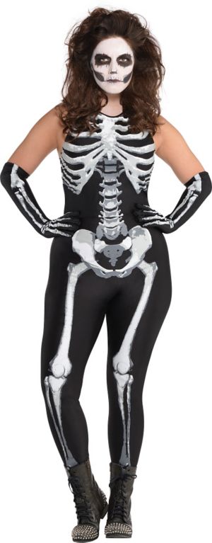 Adult Bone-A-Fied Babe Skeleton Costume Plus Size - Party City