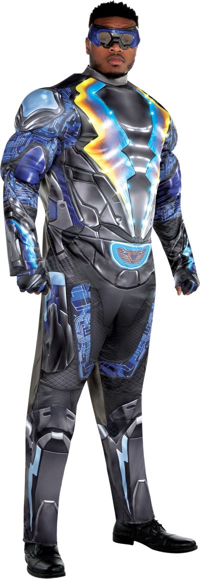 Plus Size Light-Up Black Lightning Muscle Costume for Adults | Party ...